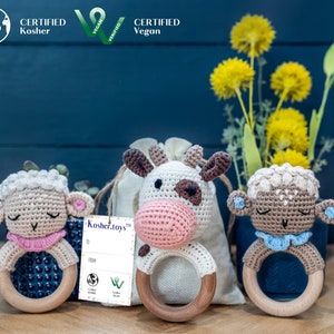 Personalized Kosher Animals Baby Rattle Gift Set Jewish Baby - Etsy