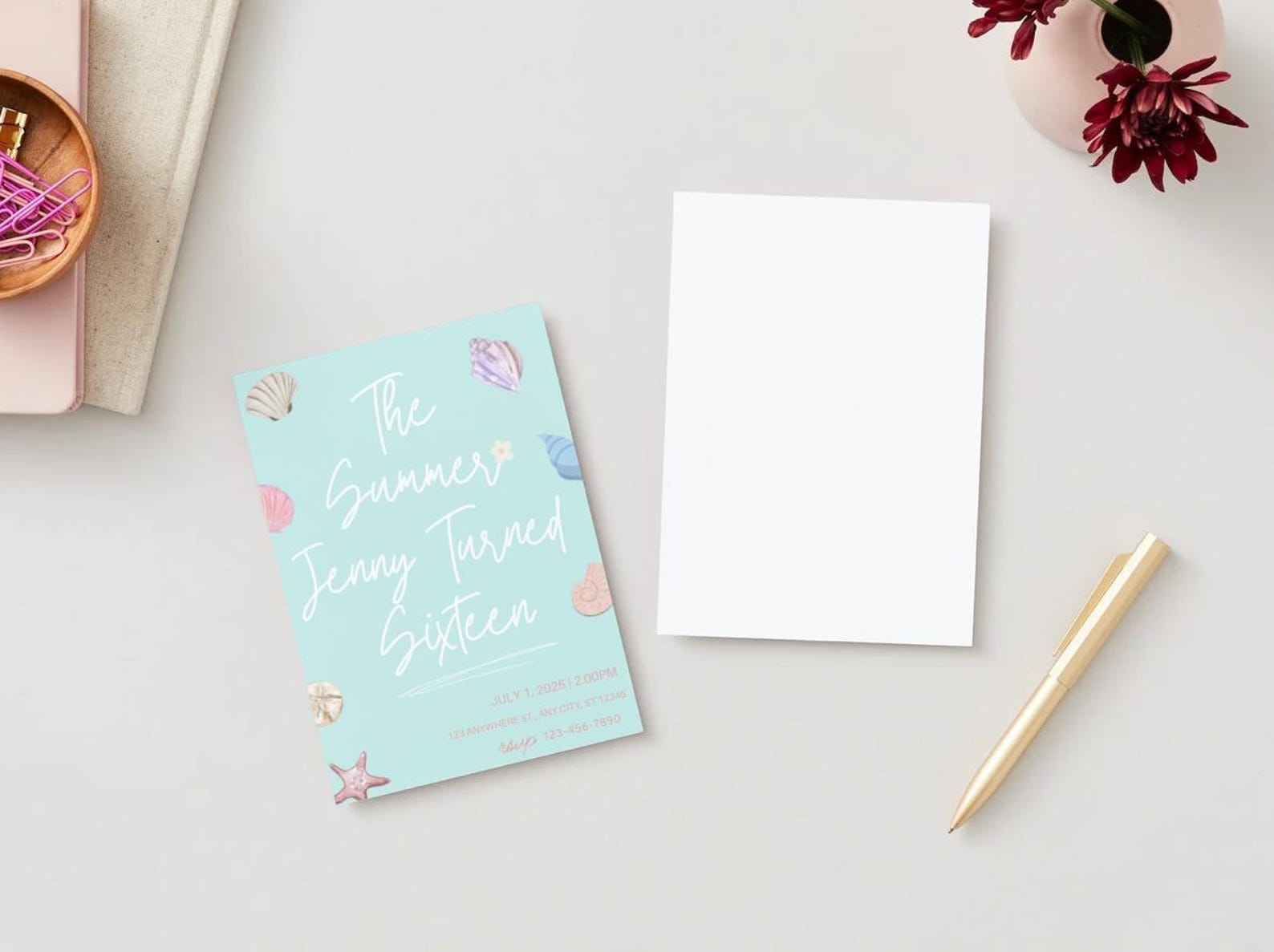 Summer I Turned Pretty Birthday Invitation, Beach Theme Invite, Summer ...