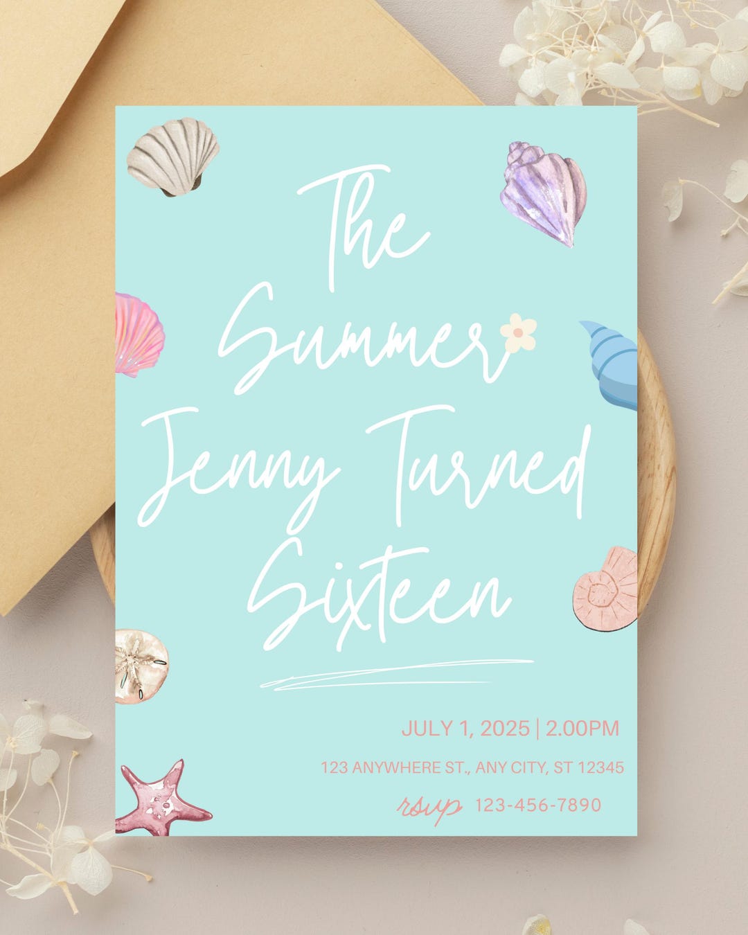 The Summer I Turned Pretty Birthday Invitation, Beach Theme Invite ...