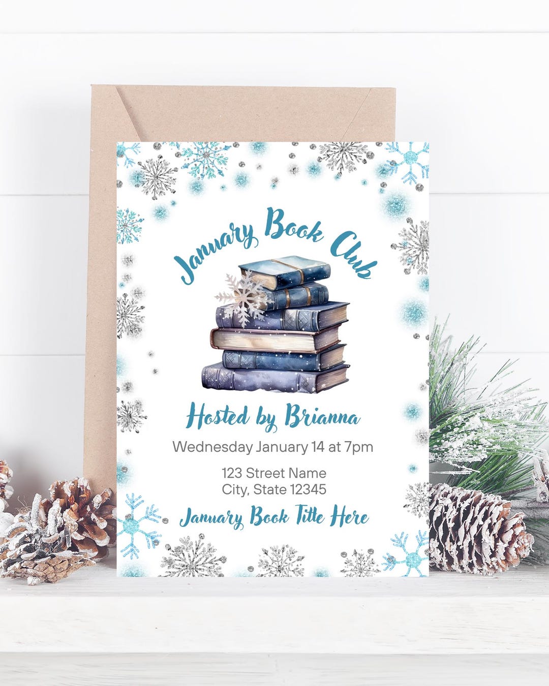 Editable January Book Club Invitation Template | Winter Book Club ...