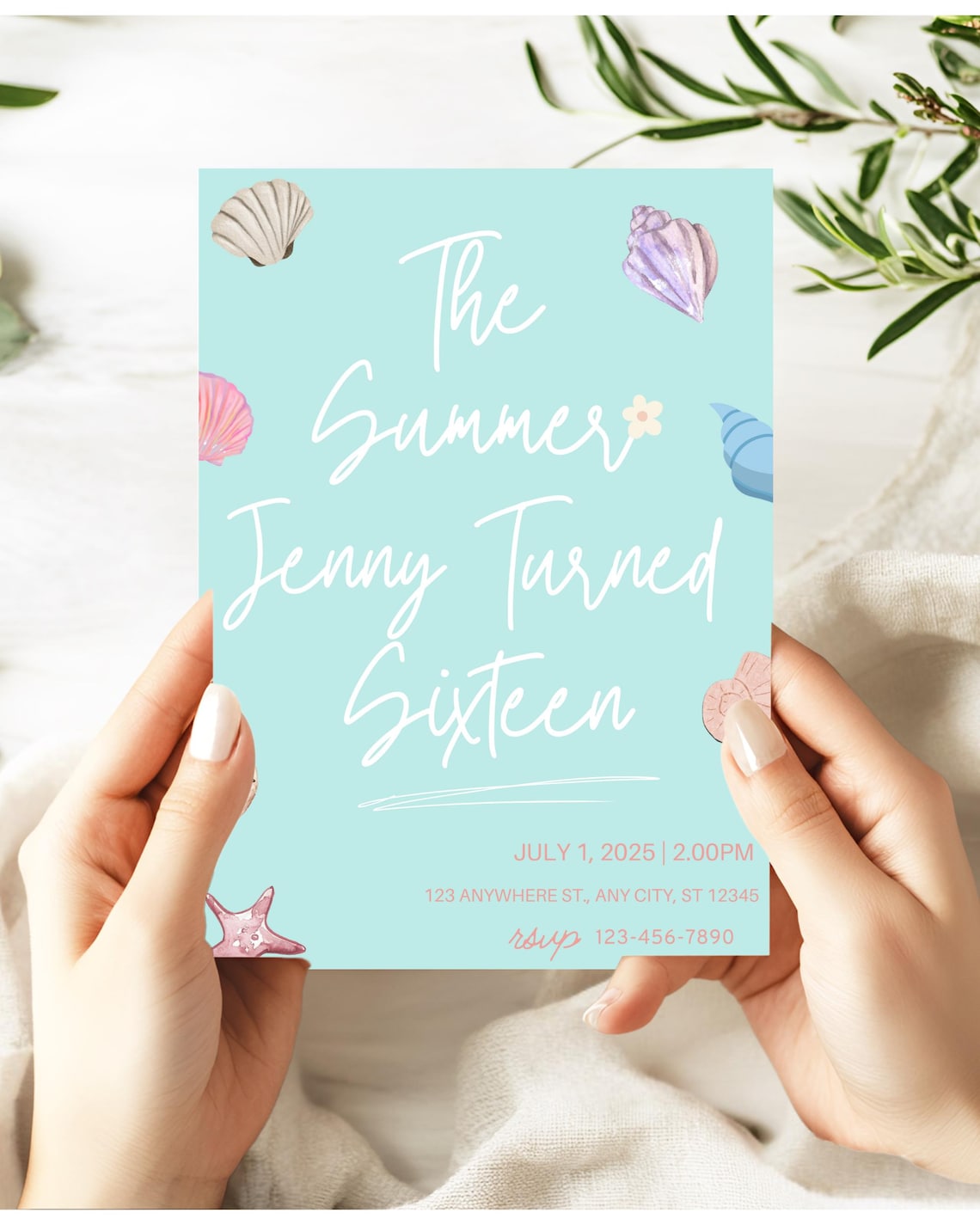 Summer I Turned Pretty Birthday Invitation, Beach Theme Invite, Summer ...