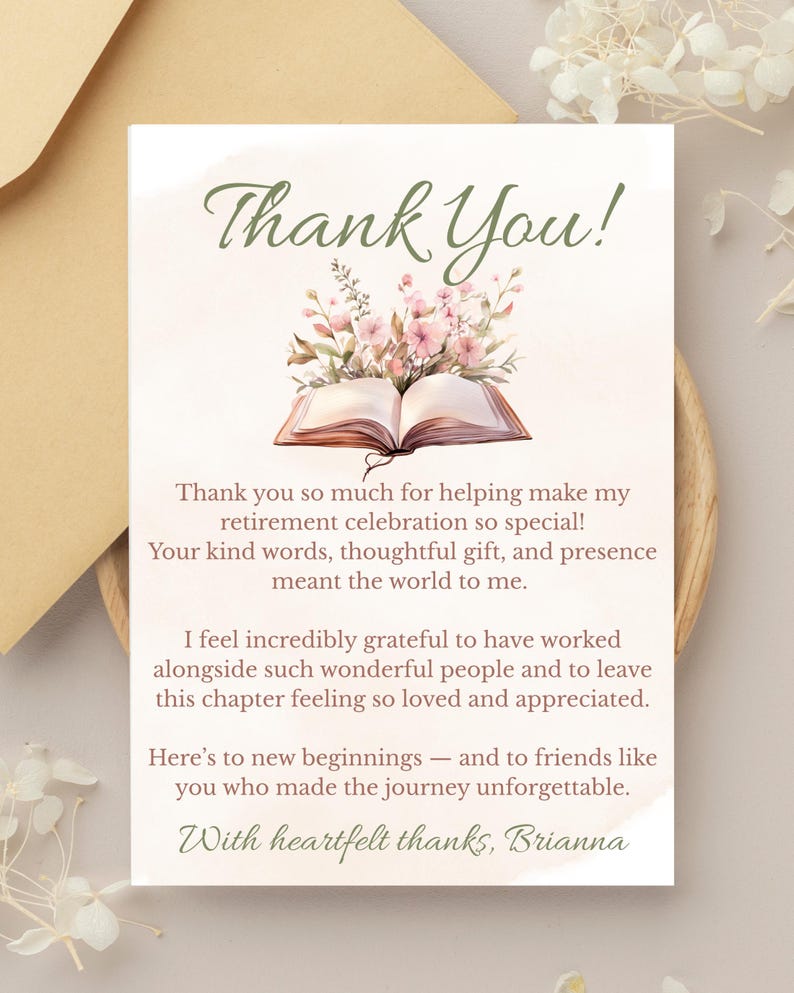 Retirement Party Thank You Card, A New Chapter Begins Retirement ...