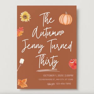 Autumn Birthday Invitation: Rustic Fall Theme, Editable Canva Template ...