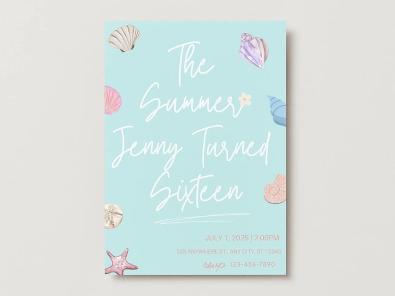 The Summer I Turned Pretty Birthday Invitation, Beach Theme Invite ...