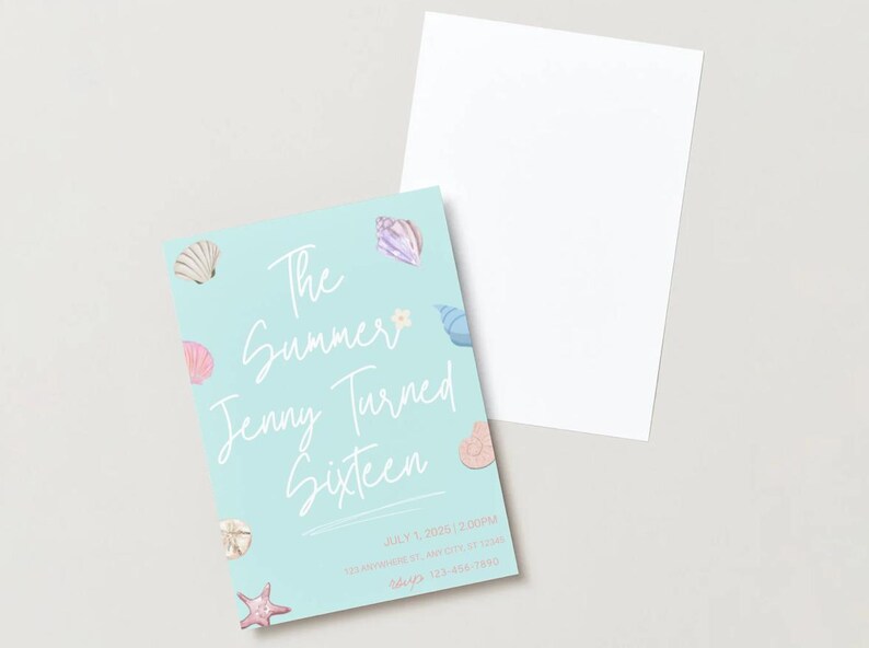 The Summer I Turned Pretty Birthday Invitation, Beach Theme Invite ...