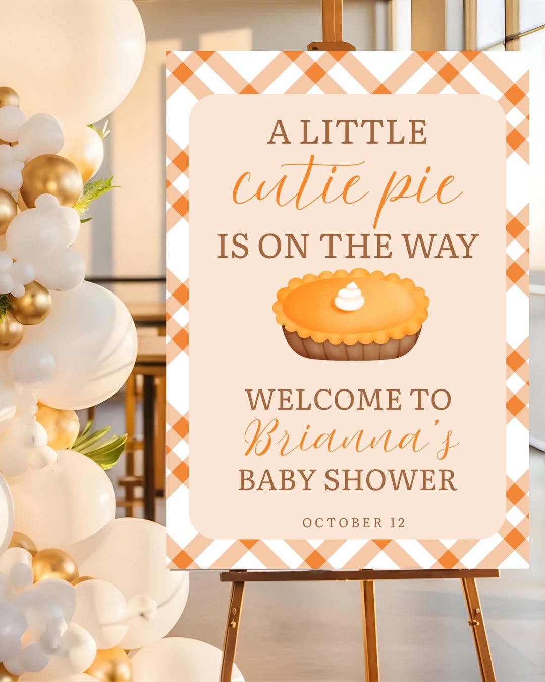 Pumpkin Pie Baby Shower Welcome Sign: Fall Theme Canva Template ...