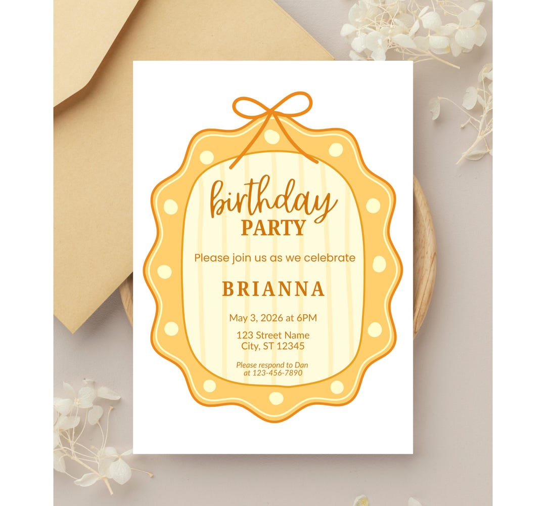 Butter Yellow Birthday Invitation, Sweet One Birthday Invitation ...