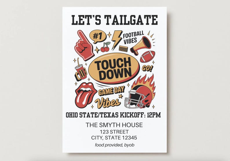 Football Party Invite Digital, Football Tailgate Party Invite, Tailgate ...