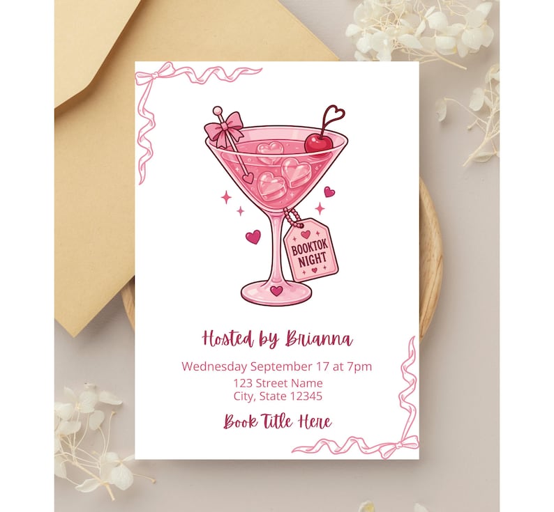 Booktok Invitation, Book Club Invitation, Book Cocktail, Book Club ...