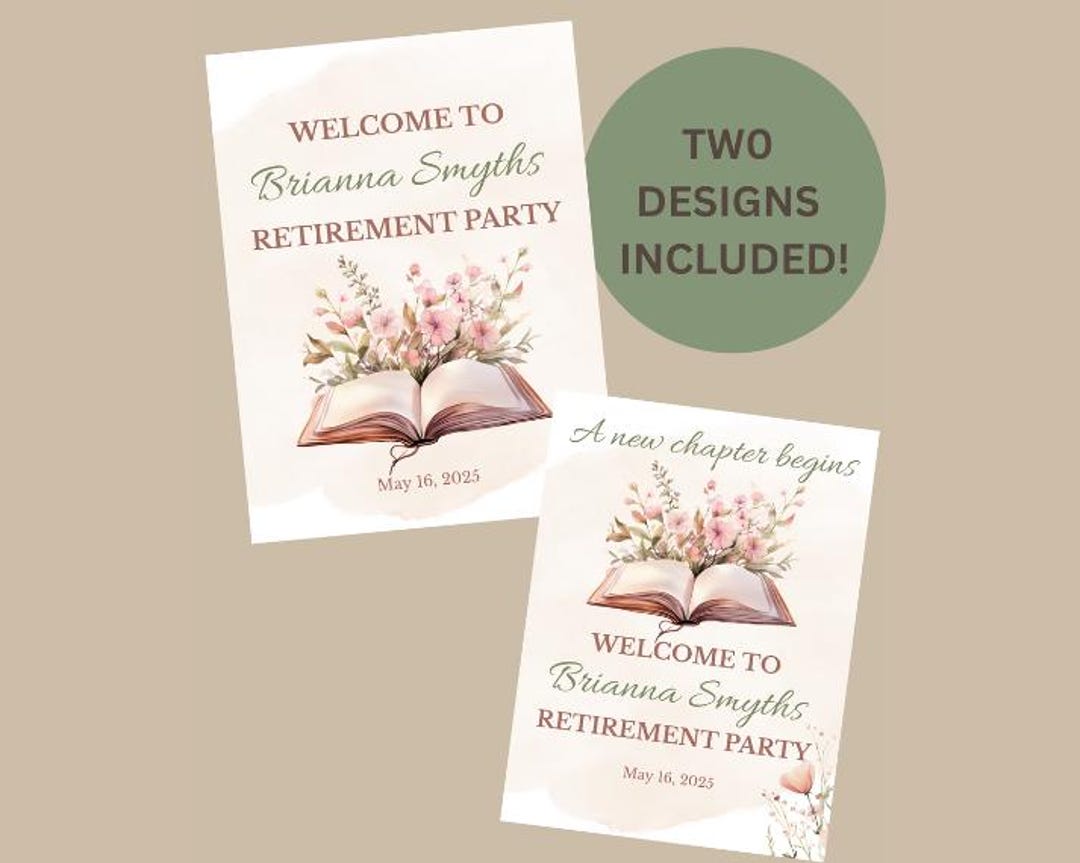 Retirement Party Welcome Sign, A New Chapter Begins Retirement, Teacher ...