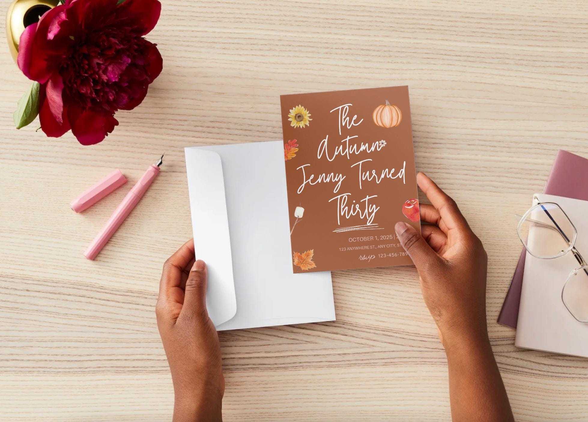 Autumn Birthday Invitation: Rustic Fall Theme, Editable Canva Template ...