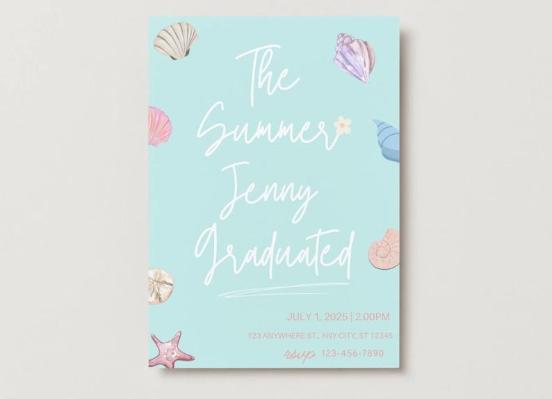 The Summer I Turned Pretty Graduation Invitation, Beach Theme Grad ...