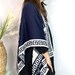 Alpaca Reversible Shawl - Women's Ruana Wrap - Navy and White, Bolivia ...
