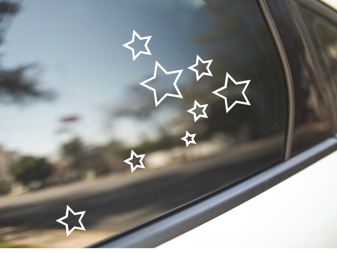 Falling Stars Decal Sticker for Cars, Outline of White Stars Sticker ...