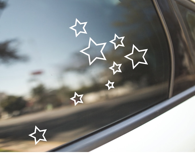 Falling Stars Decal Sticker for Cars, Outline of White Stars Sticker ...