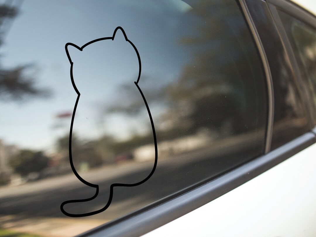 Cute Cartoon Cat Outline Decal Sticker for Cars, Laptops, Tumblers ...