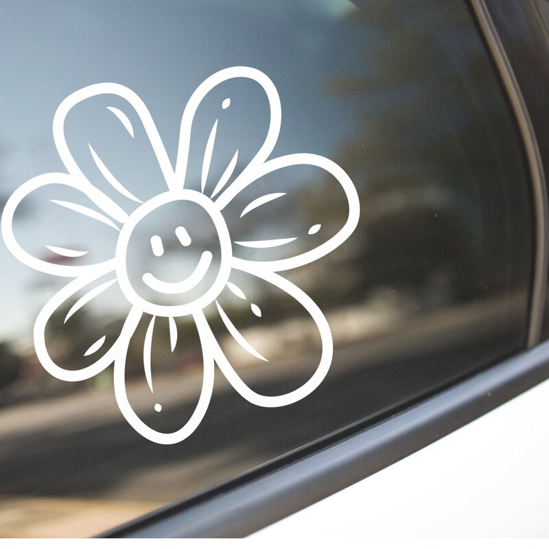 Car Decal Smiley Flowers - Etsy