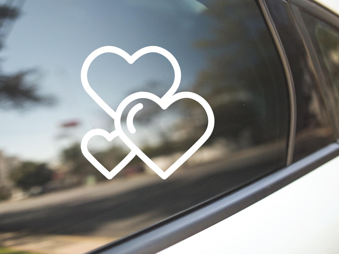 Interlocked Hearts Decal Sticker for Cars, Laptops, Walls, Phones, Cute ...