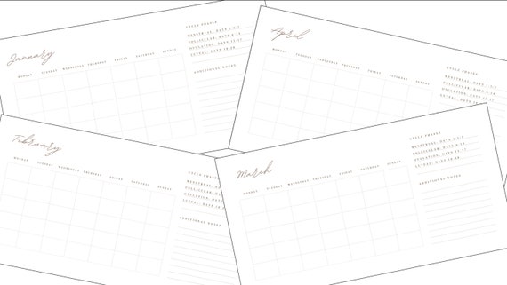 PRINTABLE DOWNLOADABLE Cycle Tracking Template Menstrual - Etsy