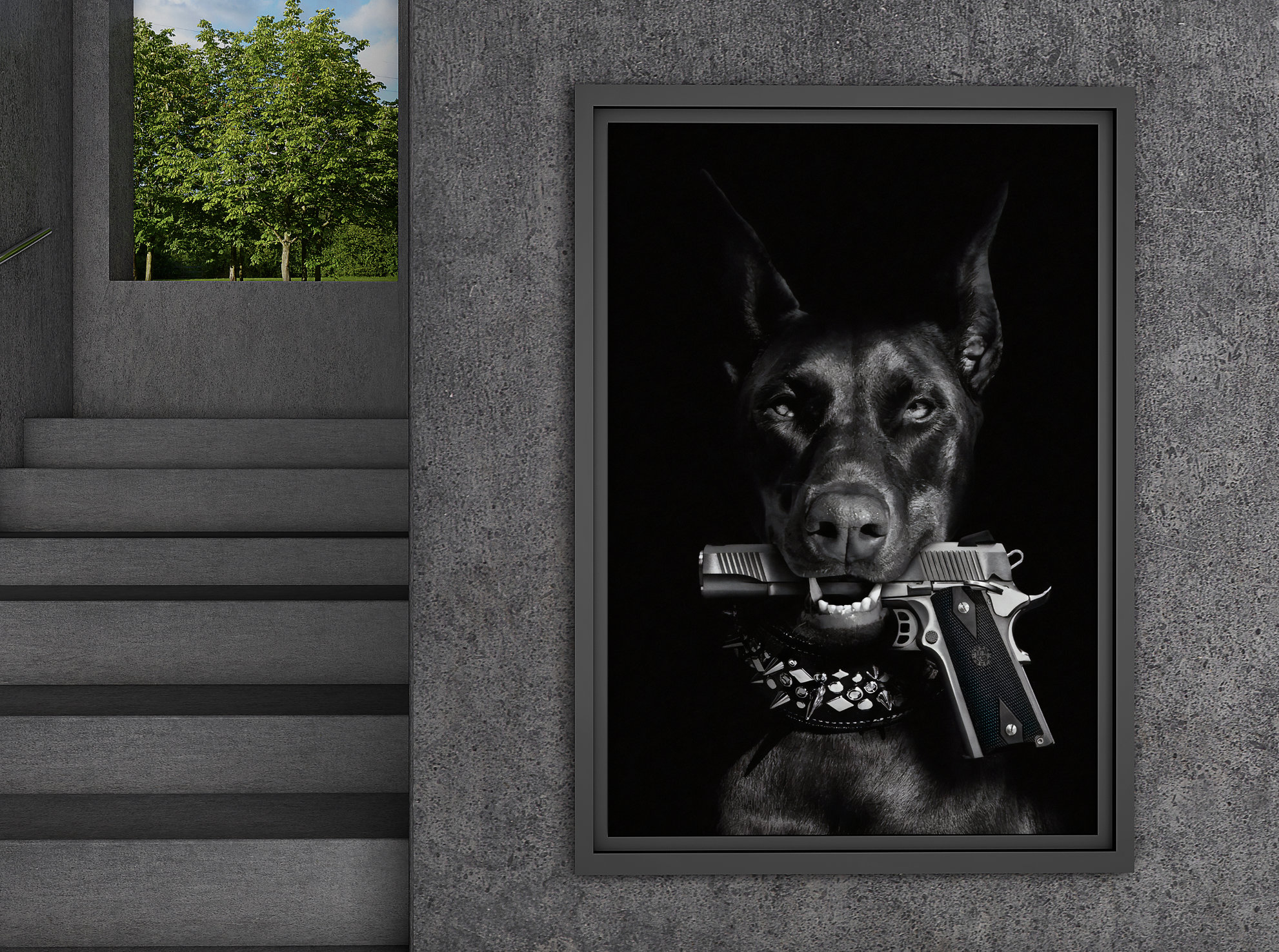 Doberman Gun Poster, Hypebeast Canvas, Luxury Designer Fashion Dog ...