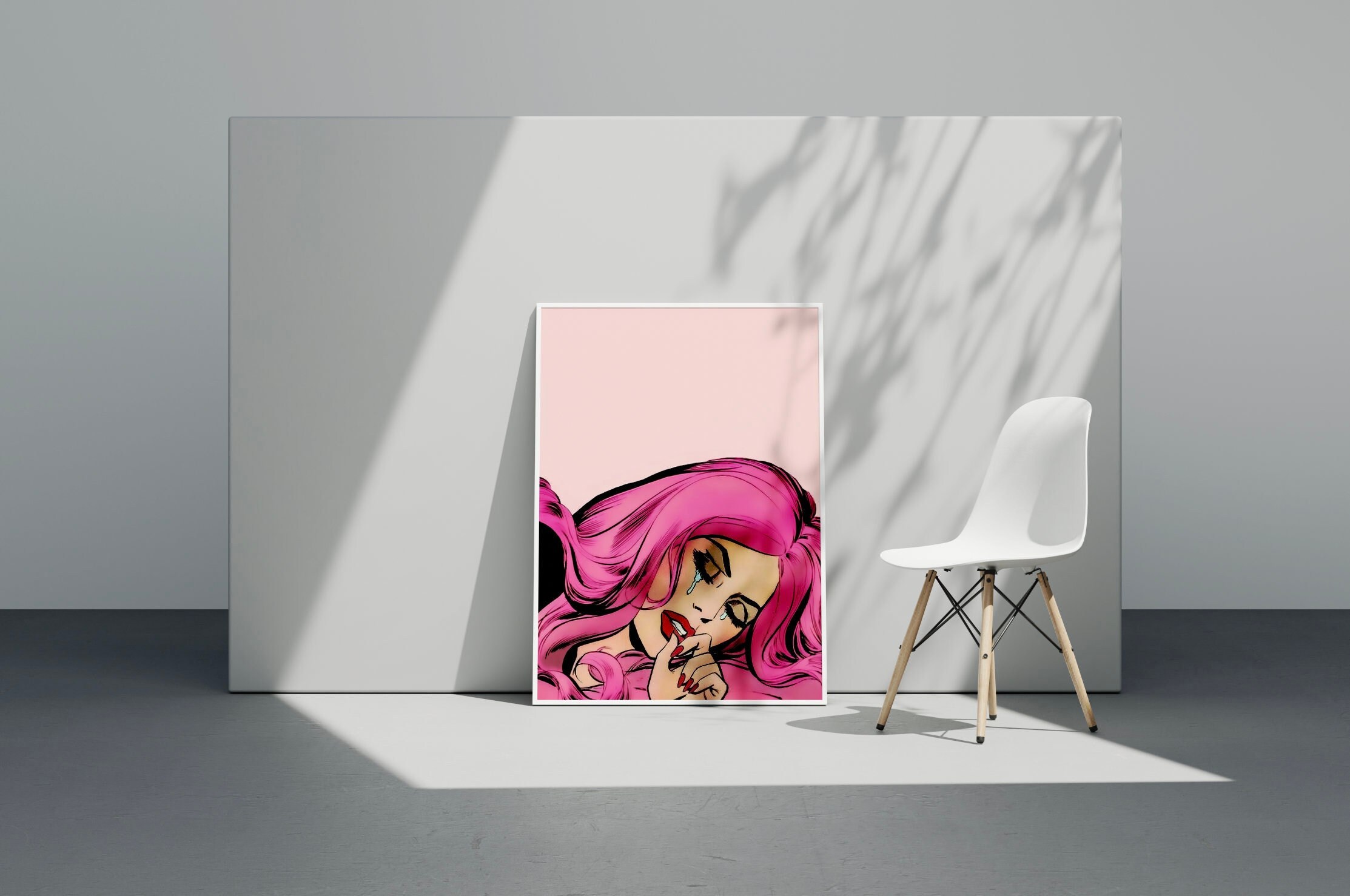 Pink Pop Art girl Crying Poster Print, Pop Art Poster, Fashion Wall ...