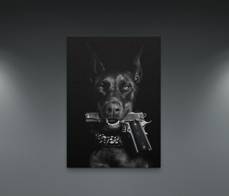 Doberman Gun Canvas, Hypebeast Canvas, Luxury Designer Fashion Dog ...