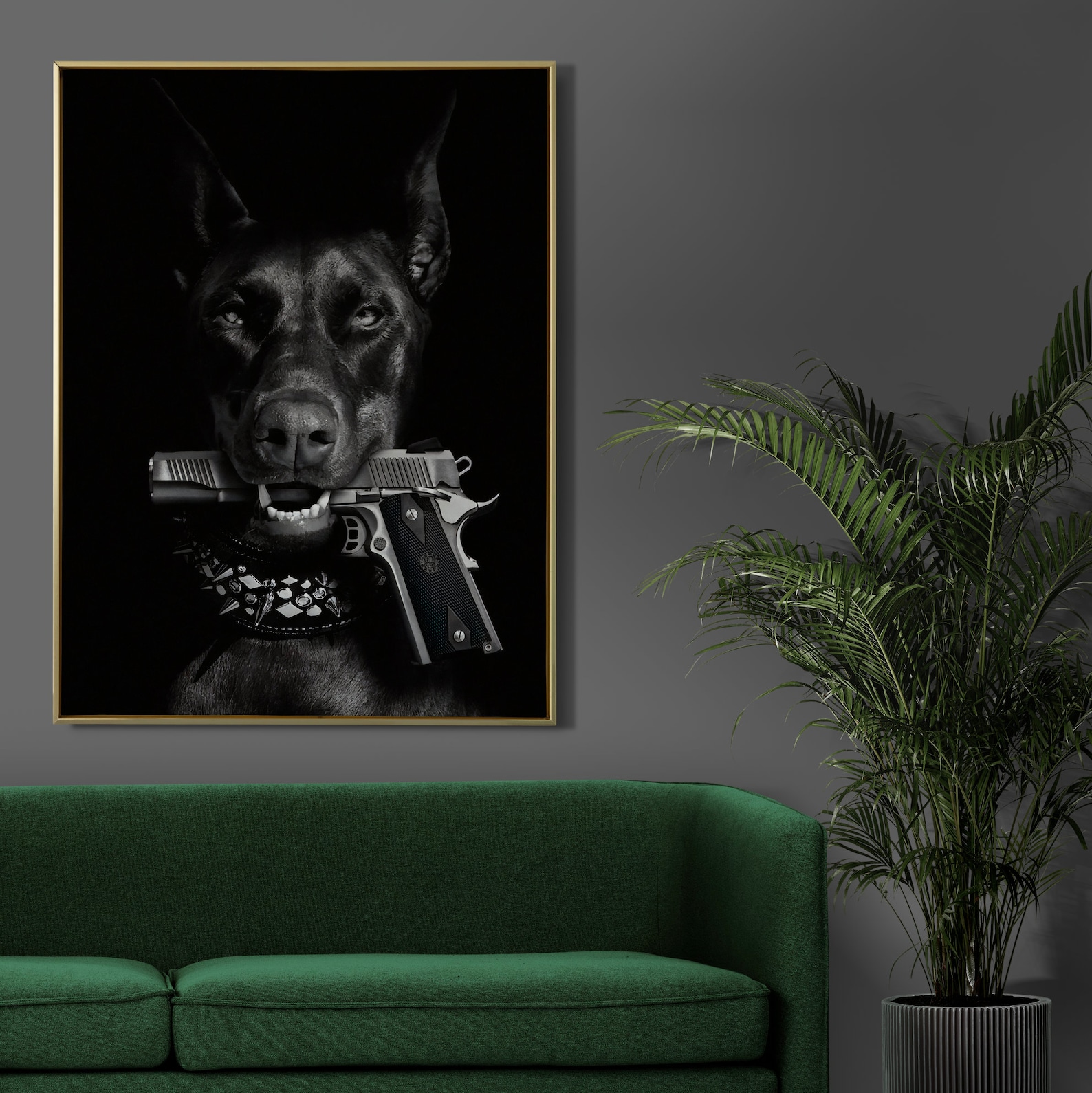 Doberman Gun Poster, Hypebeast Canvas, Luxury Designer Fashion Dog ...