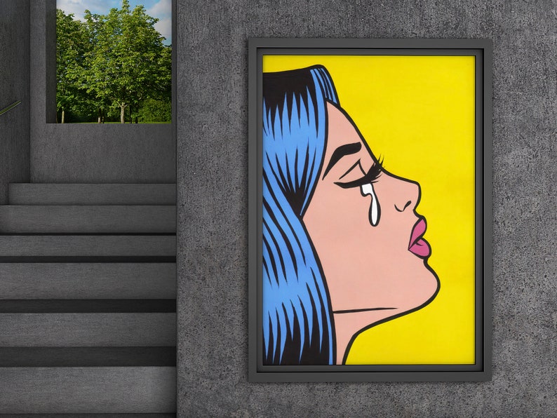 Yellow Pop Art "girl Crying" Poster Print, Pop Art Poster, Fashion Wall ...