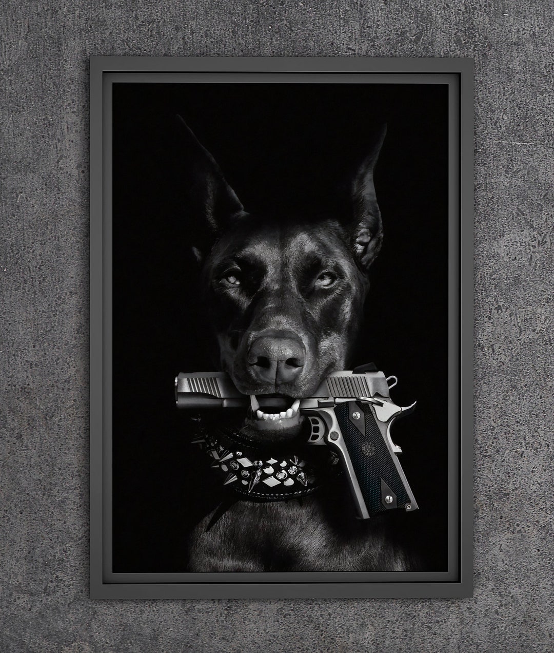 Doberman Gun Poster, Hypebeast Canvas, Luxury Designer Fashion Dog ...