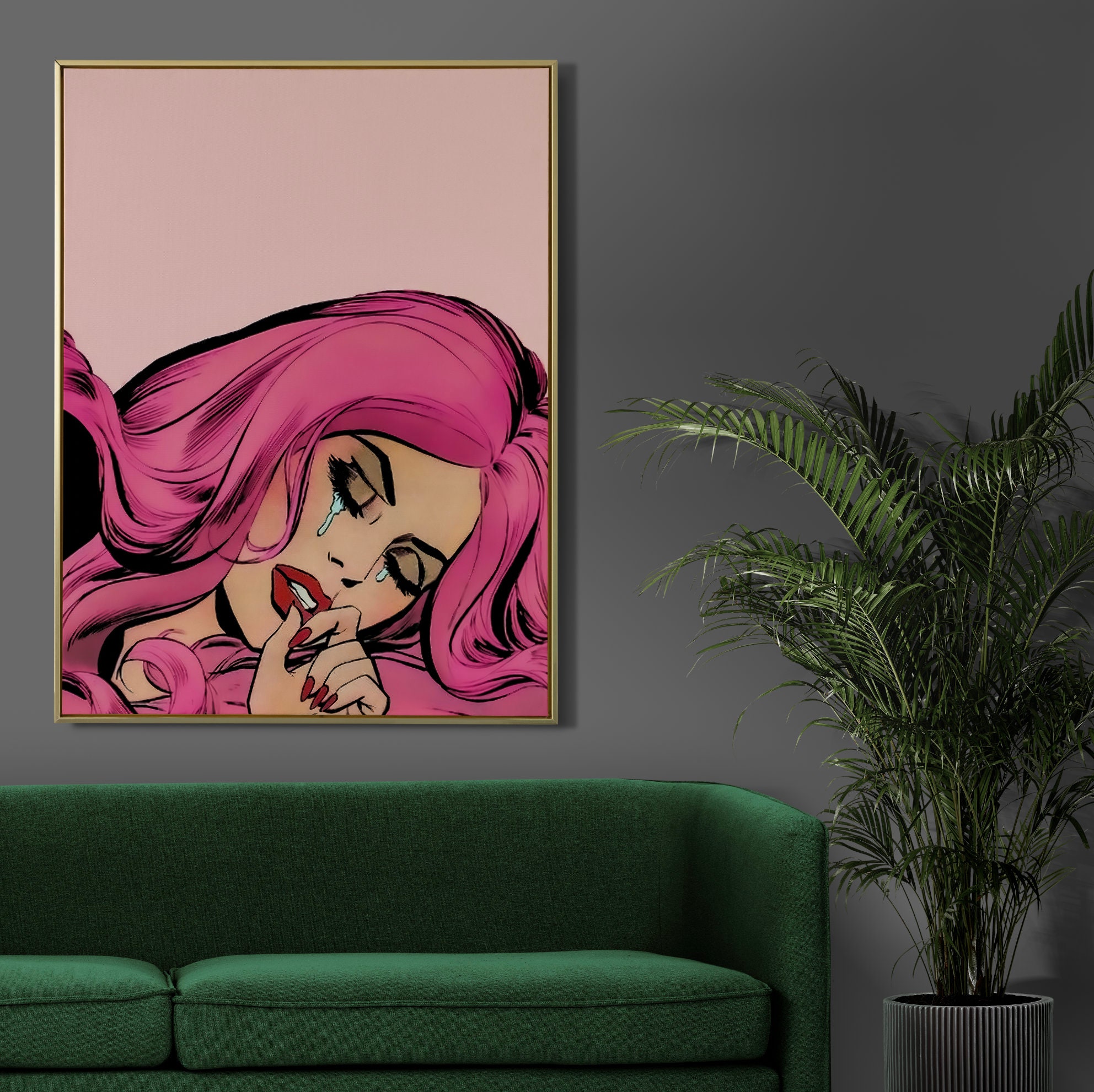 Pink Pop Art girl Crying Poster Print, Pop Art Poster, Fashion Wall ...