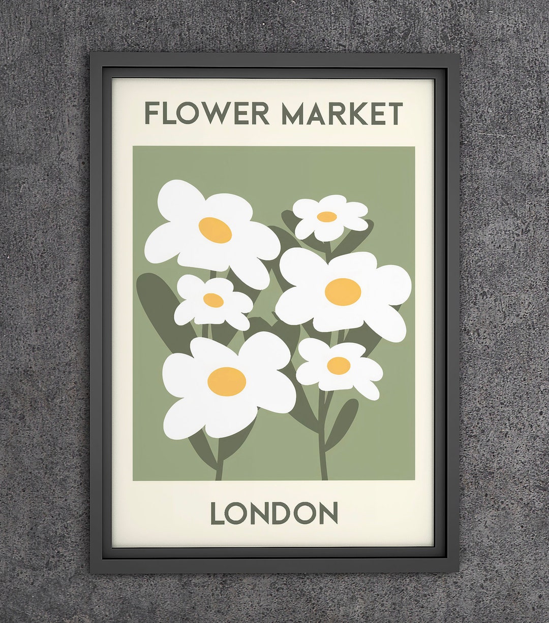 Daisy Flower Market London Print, Botanical Poster, Floral Wall Art ...