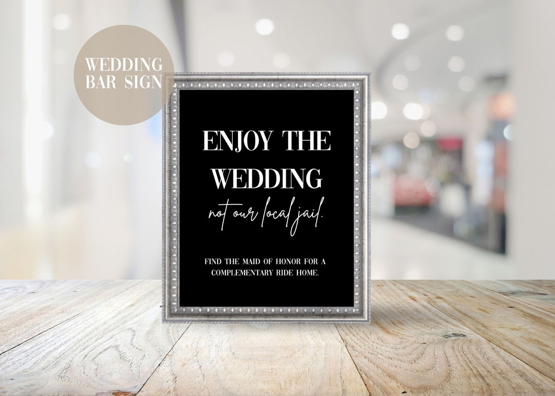 Minimalist Black Bar Sign, Wedding Bar Sign, Designated Driver Sign ...
