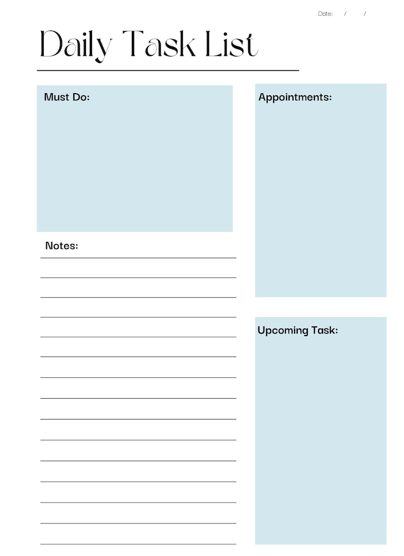 Minimal Task List Printable, Simple Tasks List Template, Productivity ...