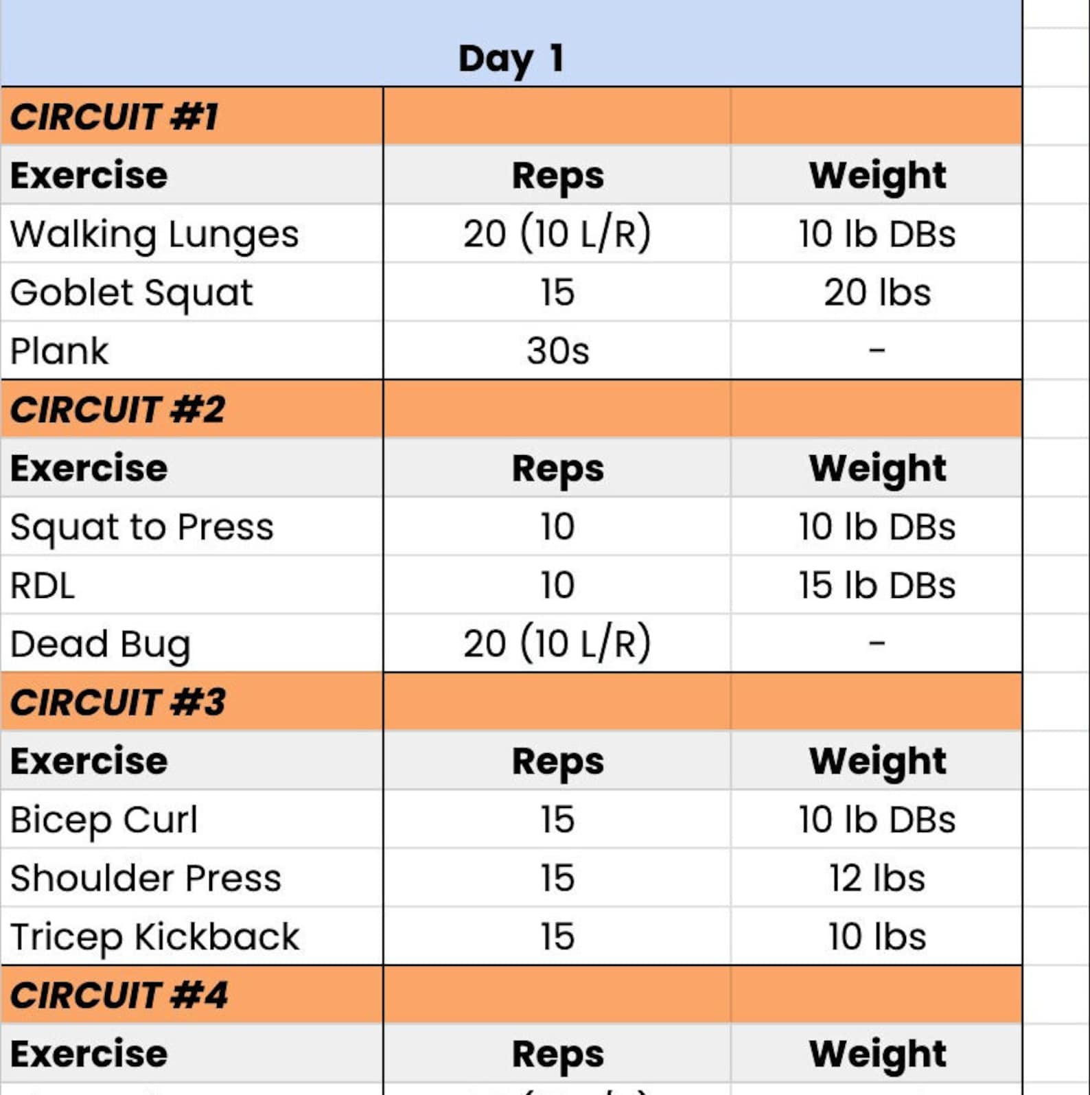 Weekly Workout Plan Template - Etsy