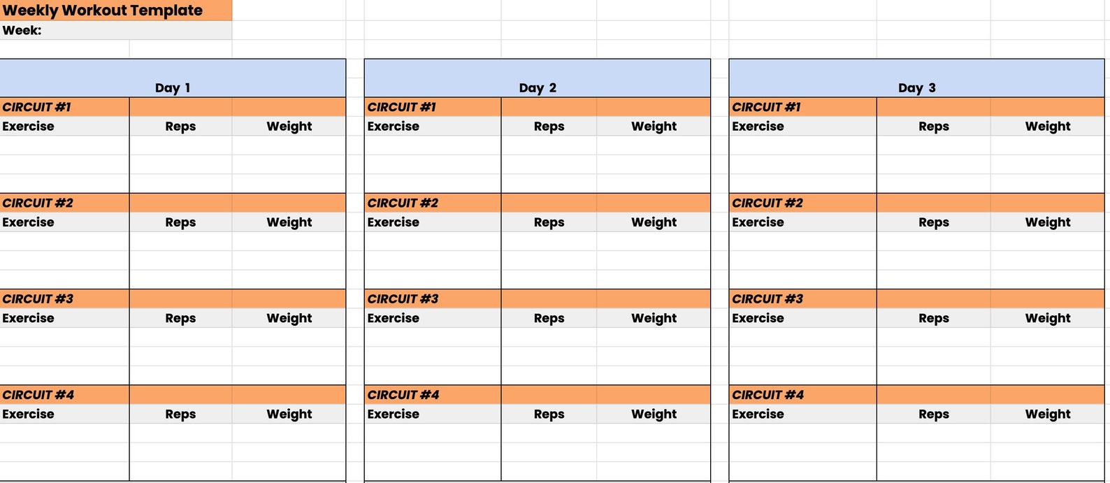 Weekly Workout Plan Template - Etsy