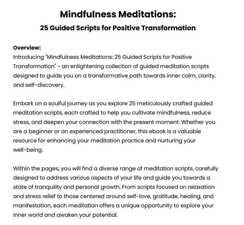 Mindfulness Meditations: 25 Guided Scripts for Positive Transformation ...