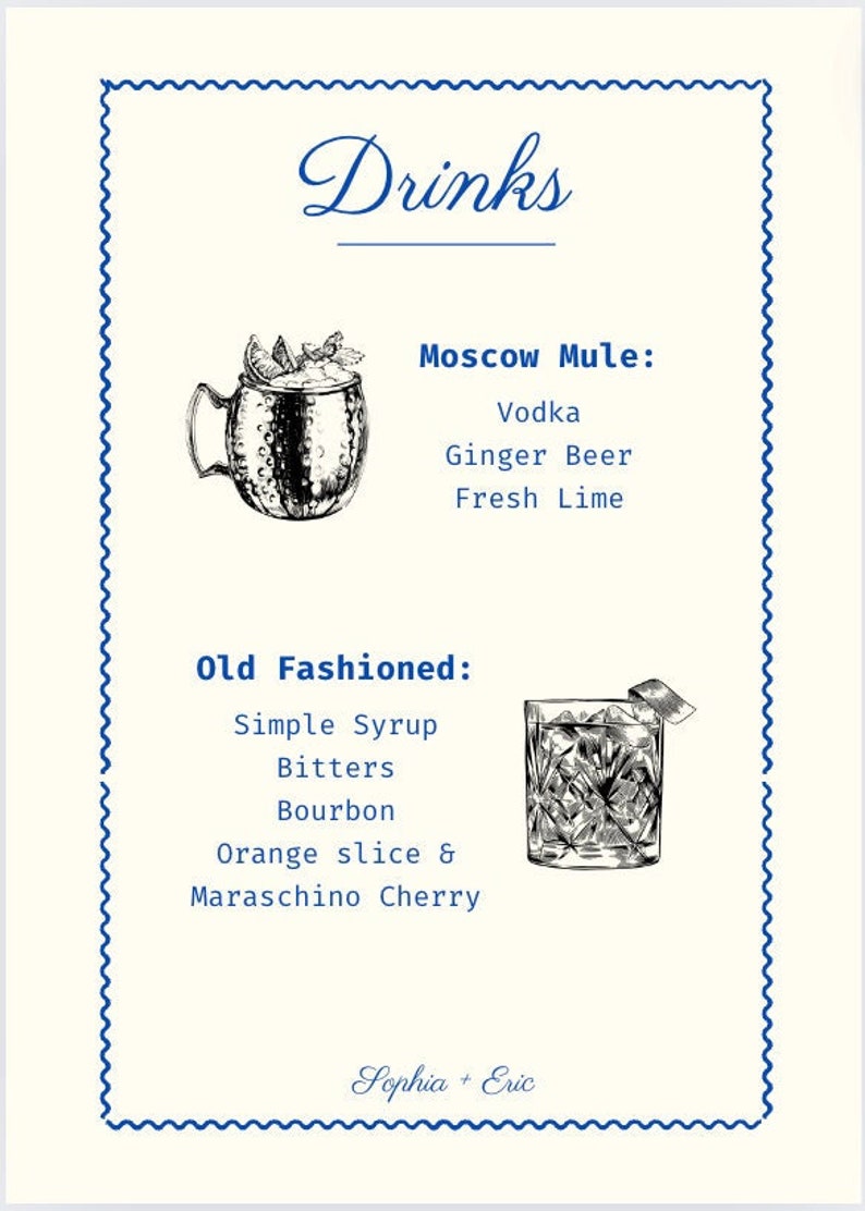 Midwest Style Event Drink Menu TEMPLATE - Etsy