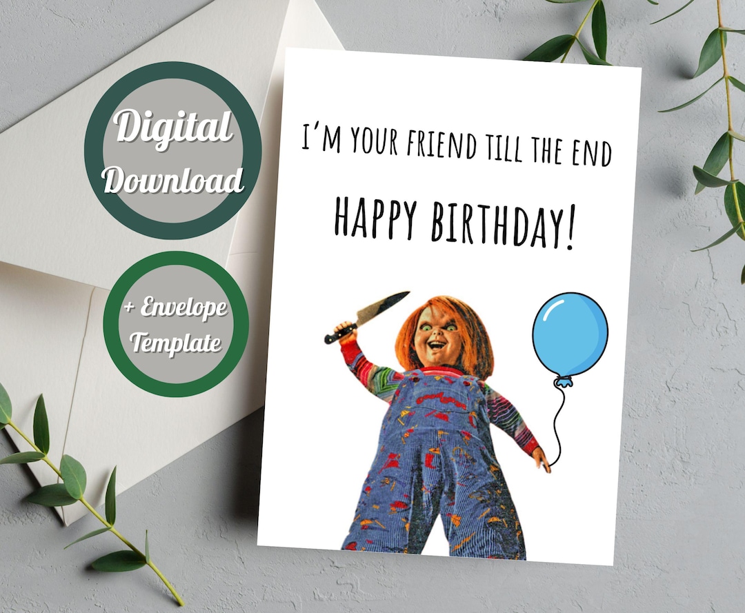 Chucky Horror Movie Birthday Card, Scary Movie Merch, Slasher Killer ...