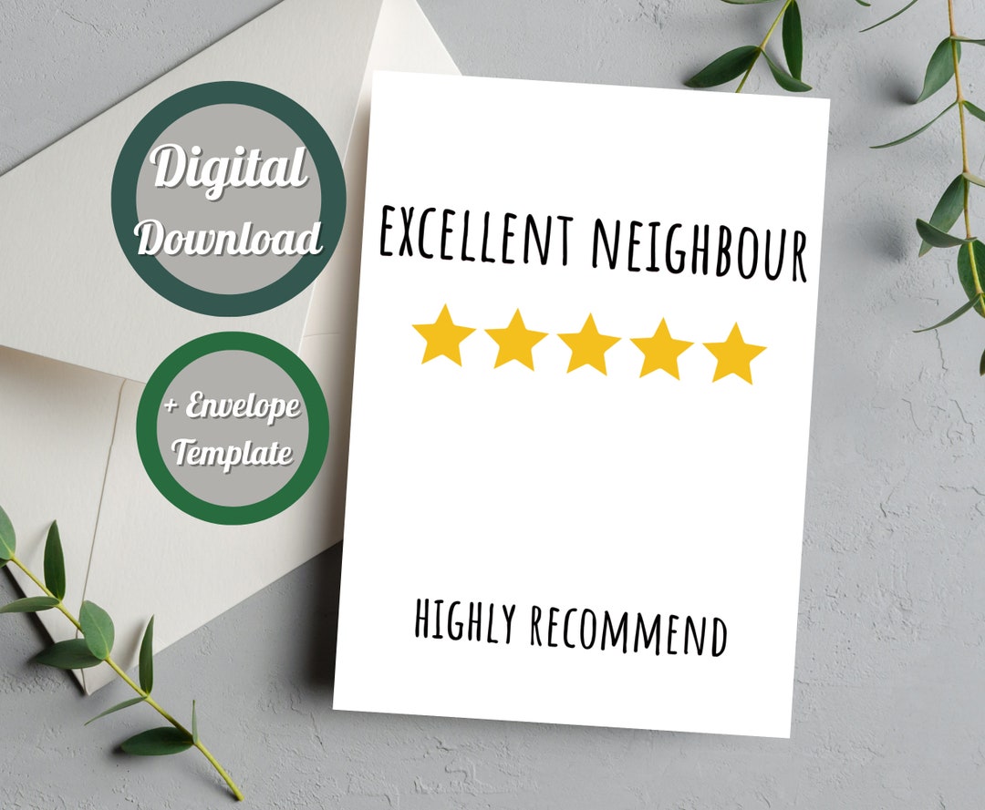 Excellent Neighbour, Highly Recommend Funny Printable Card - Etsy