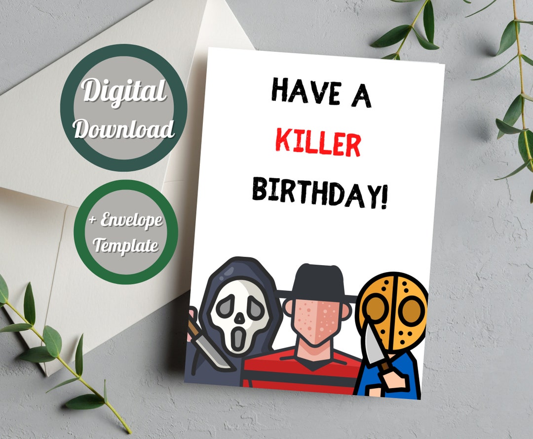 Horror Movie Birthday Card, Scream Scary Movie Horror Killer Lovers ...