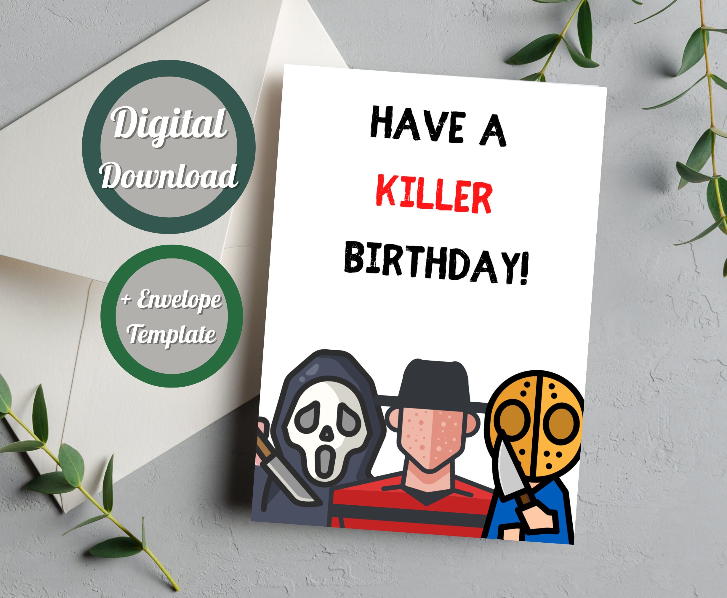 Horror Movie Birthday Card, Scream Scary Movie Horror Killer Lovers ...