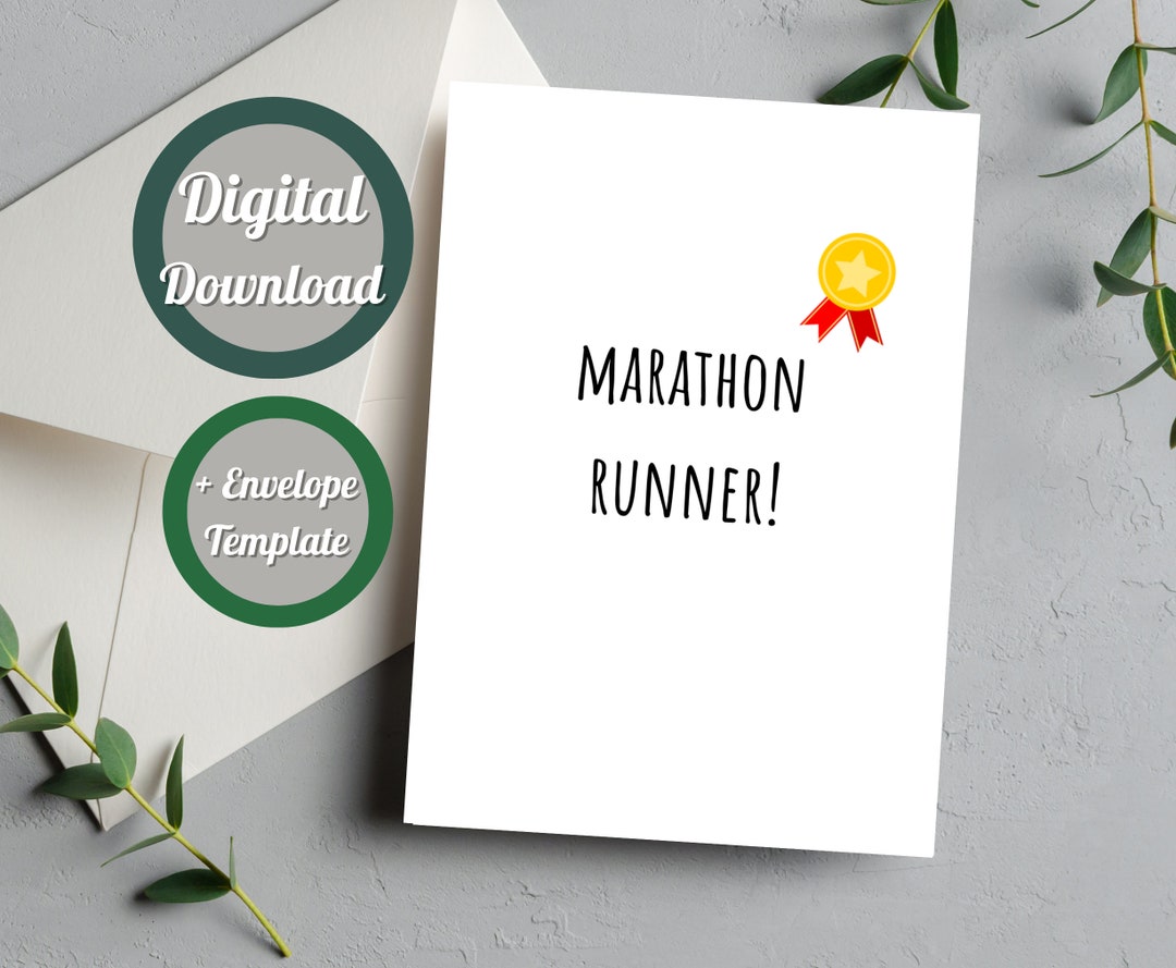 Marathon 26.2 Miles Runner Card Printable With Envelope - Etsy