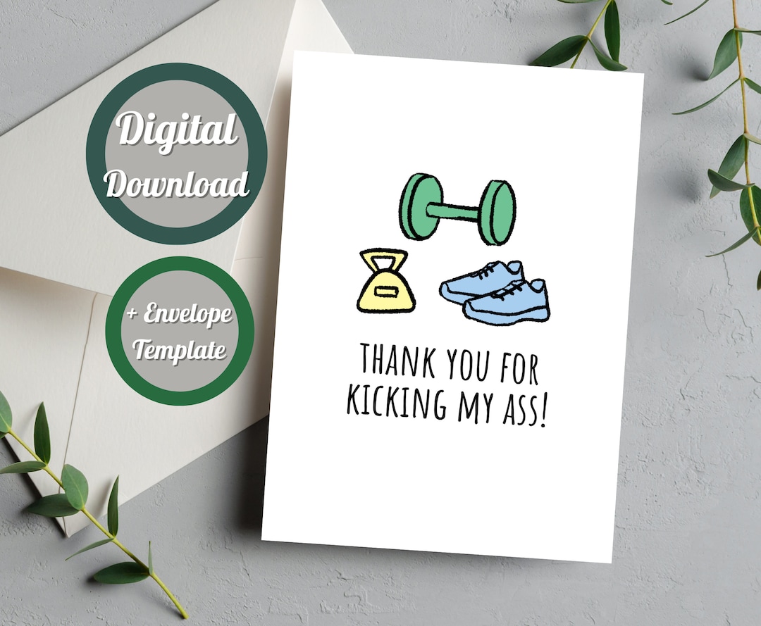 Personal Trainer Thank You Card, Gym Bro, Weight Lifting Getting Into ...