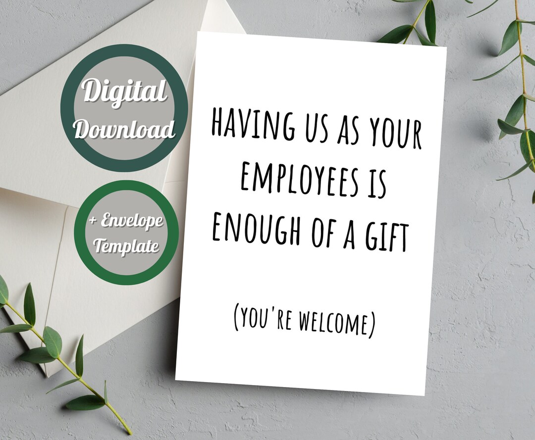 Funny Sarcastic Happy Birthday Card for Boss, Digital Download ...