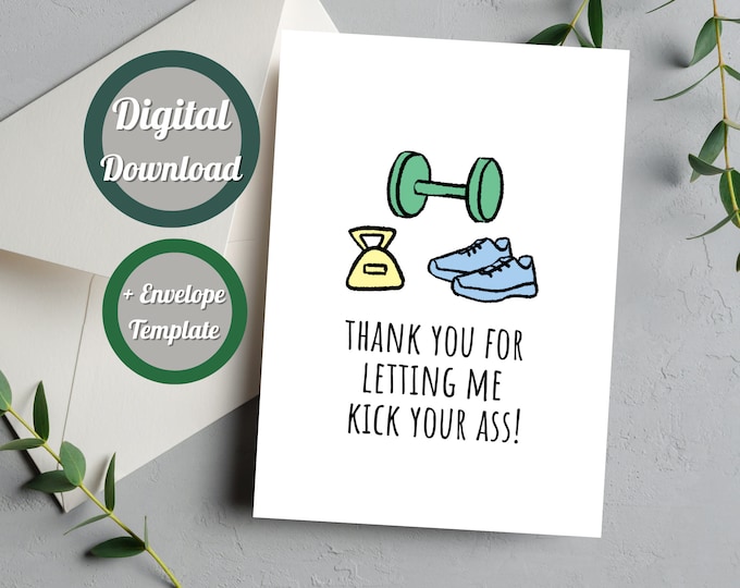 Fitness Thank You Cards, Gym Thank You Card, Trainer Thank You Card ...