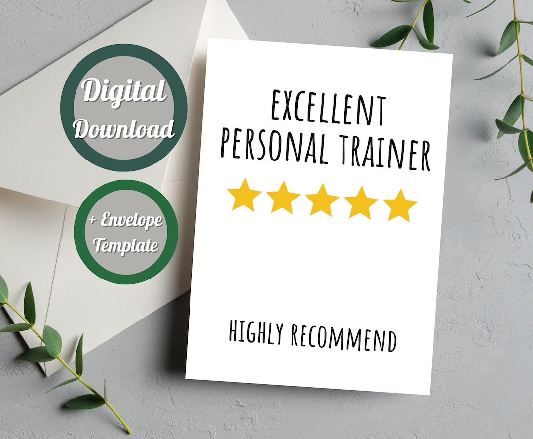 Personal Trainer Thank You Card, Gym Working Out Fitness Coach ...