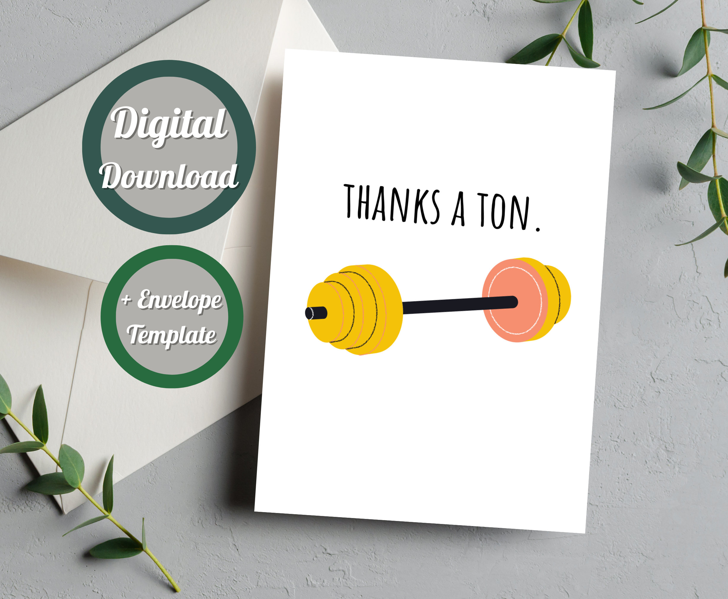 Personal Trainer Thank You Card, Gym Bro, Weight Lifting Printable Card ...
