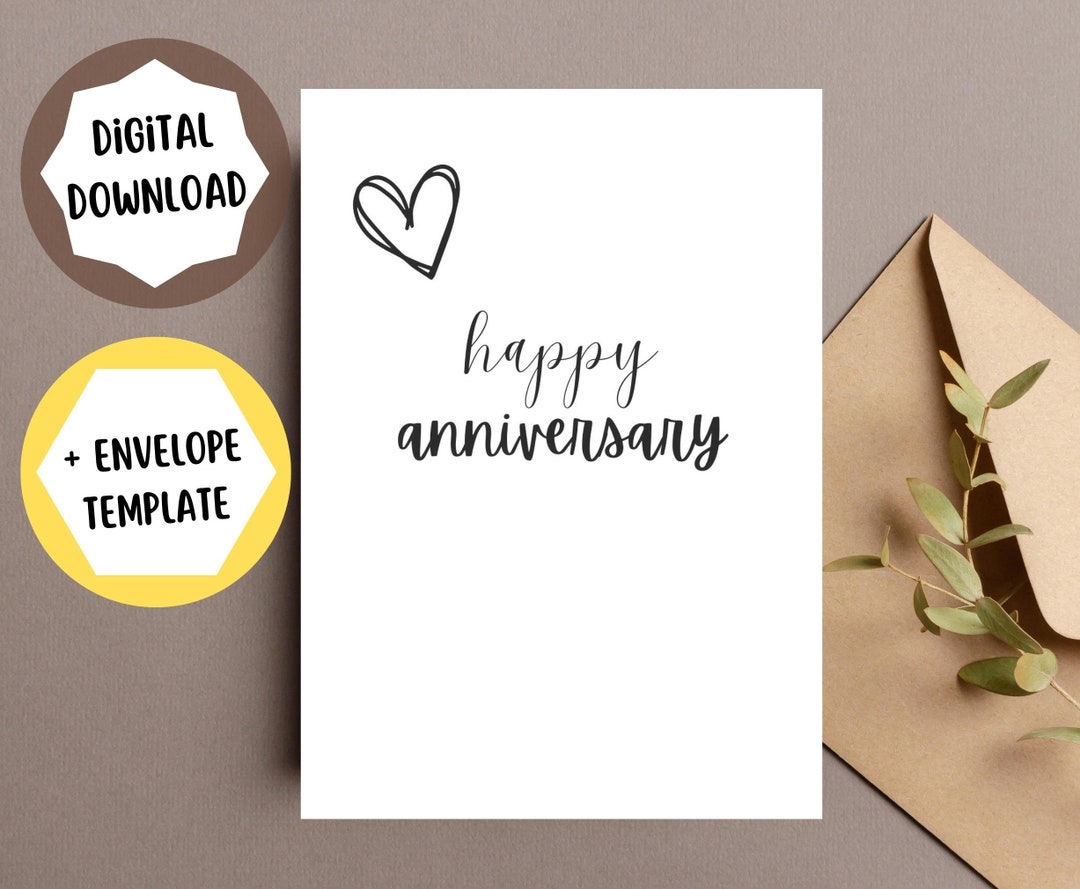 Printable Anniversary Card, Happy Anniversary Digital Download Card ...