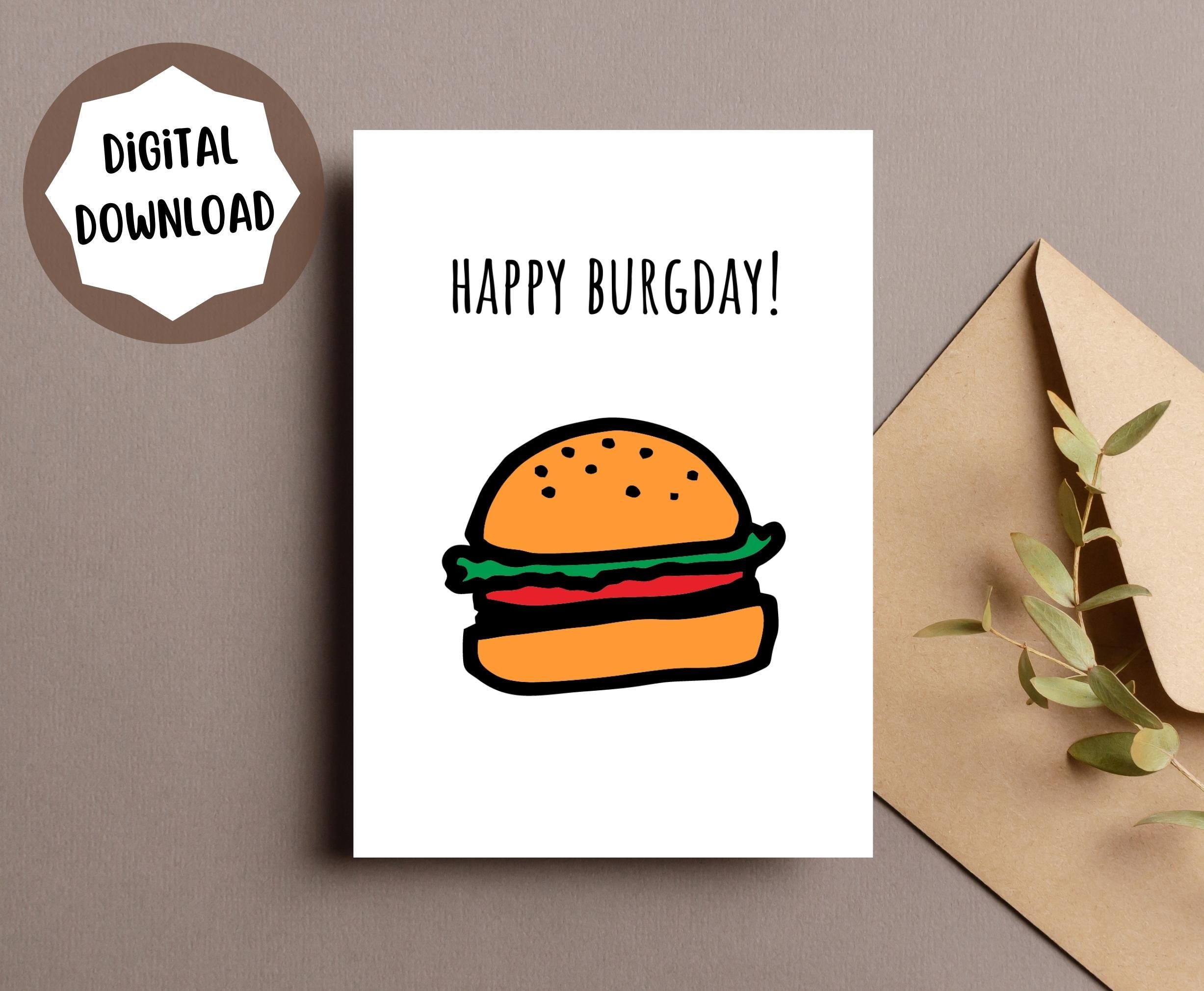 Burger Birthday Card Hamburger Lover Birthday Card Download - Etsy