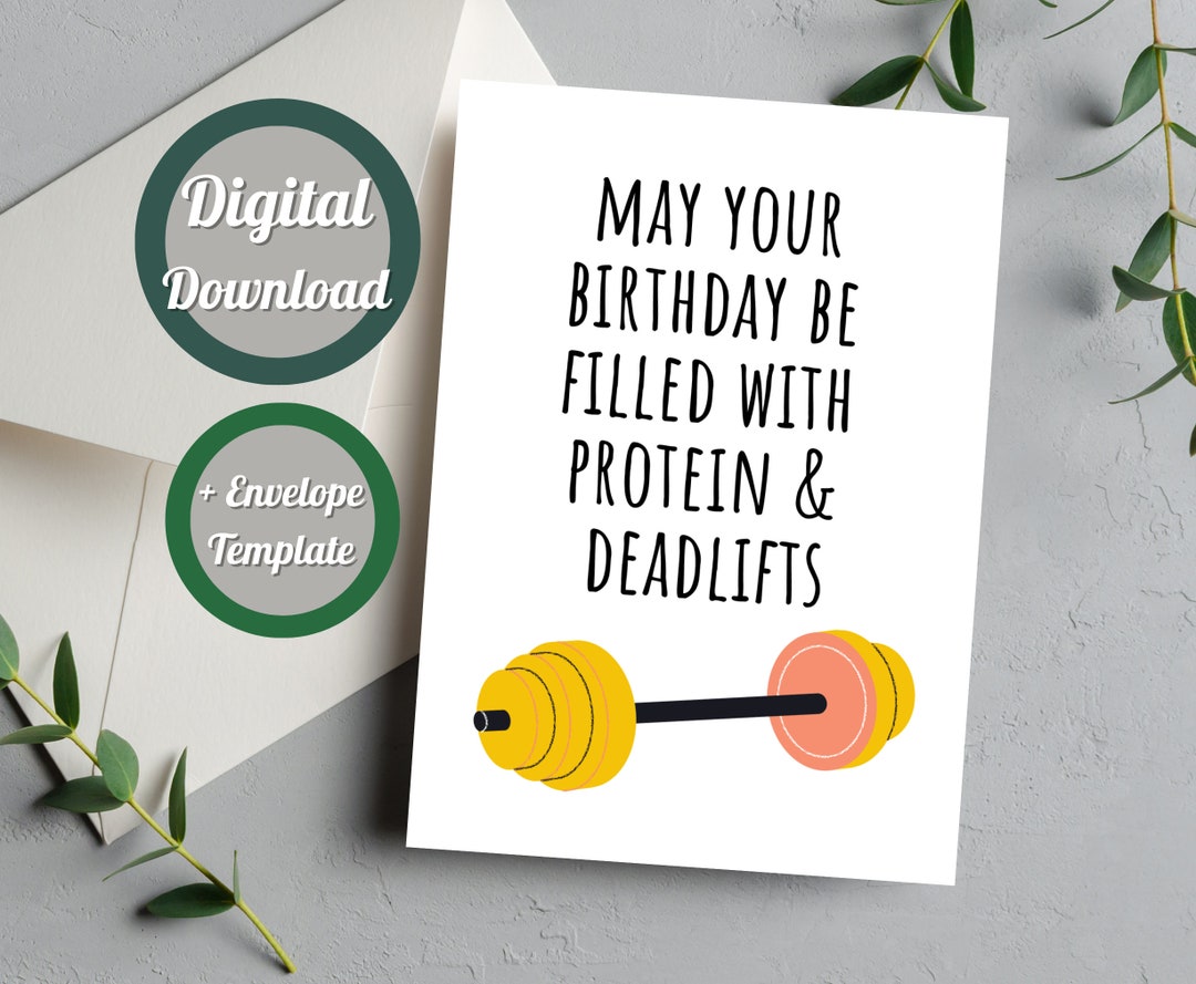 Gym Lover Birthday Card, Personal Trainer, Gym Bro, Weight Lifting ...